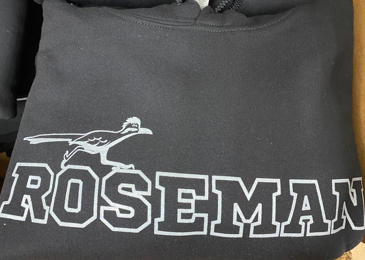 Black Hoodie with the Running Roadrunner Logo – Roseman University ...